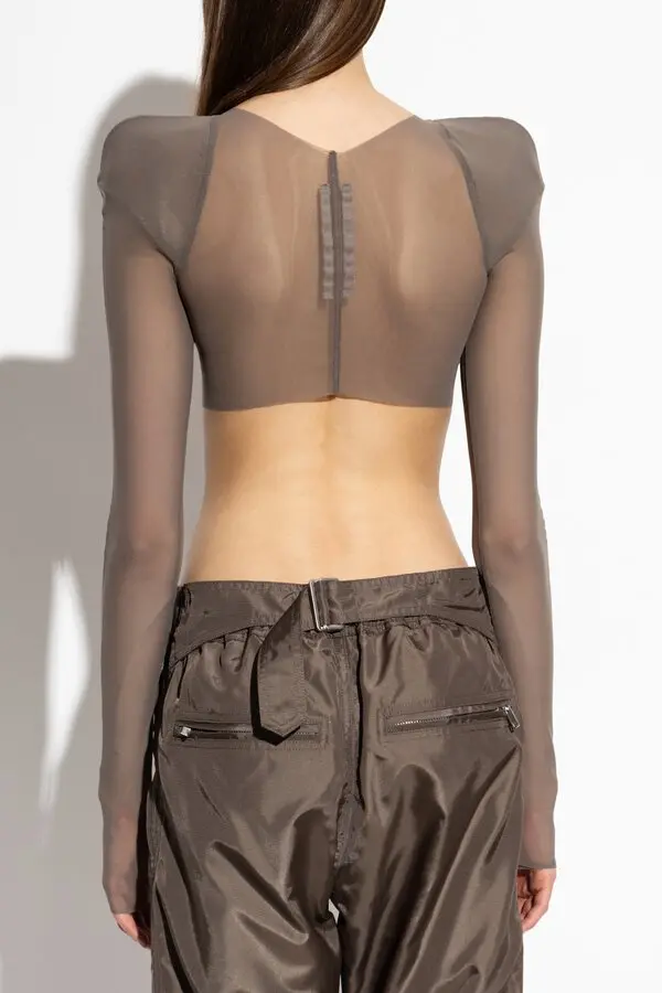 Rick Owens Transparent Turtleneck Top - Brown