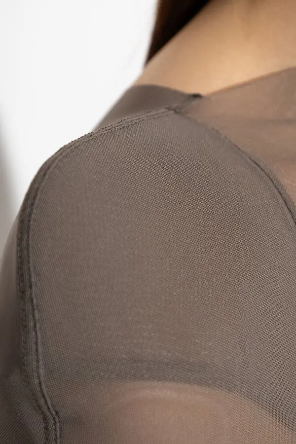 Rick Owens Transparent Turtleneck Top - Brown