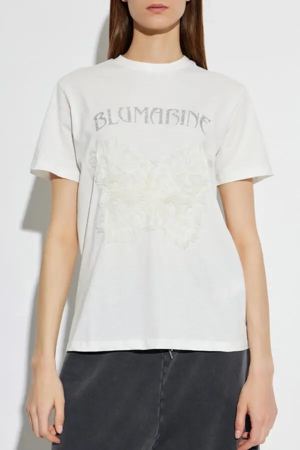 Blumarine T-shirt With Tulle Appliqu