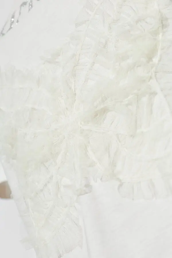 Blumarine T-shirt With Tulle Appliqu