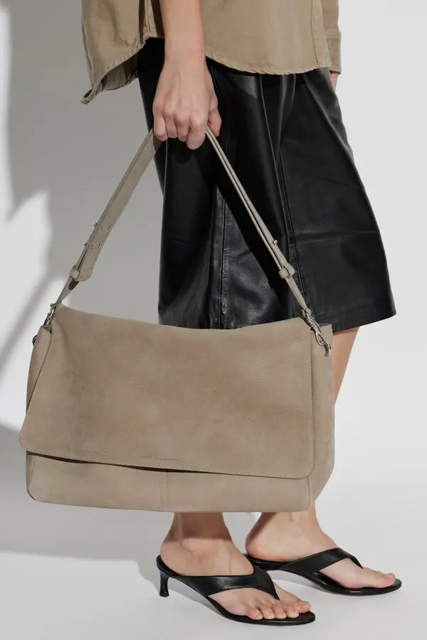 AMI Paris Leather Shoulder Bag With Logo