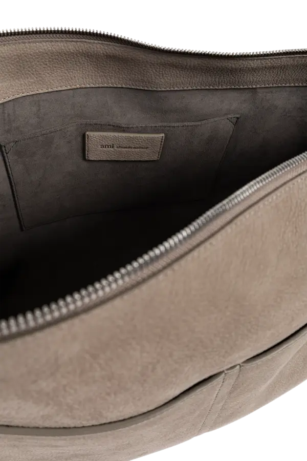 AMI Paris Leather Shoulder Bag With Logo