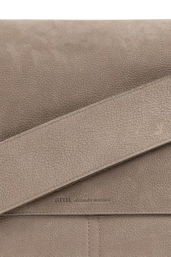 AMI Paris Leather Shoulder Bag With Logo