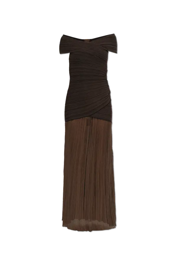 Balmain Off-the-shoulder Maxi Dress - Brown