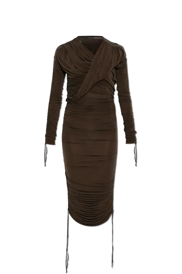 Balmain Draped Midi Dress - Brown