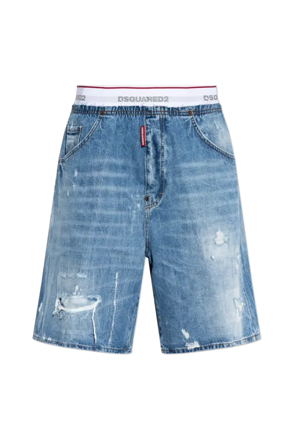 Dsquared2 Denim Shorts With Vintage Effect - Blue