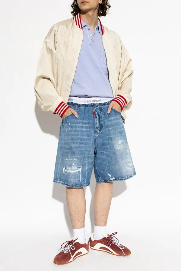 Dsquared2 Denim Shorts With Vintage Effect - Blue