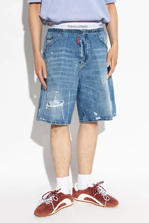 Dsquared2 Denim Shorts With Vintage Effect - Blue