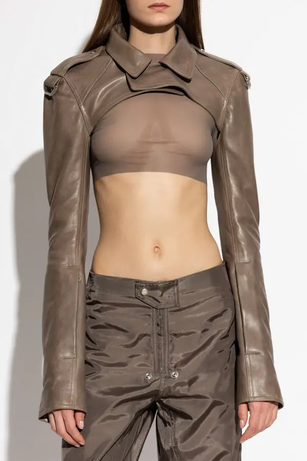 Rick Owens Cropped Leather Jacket