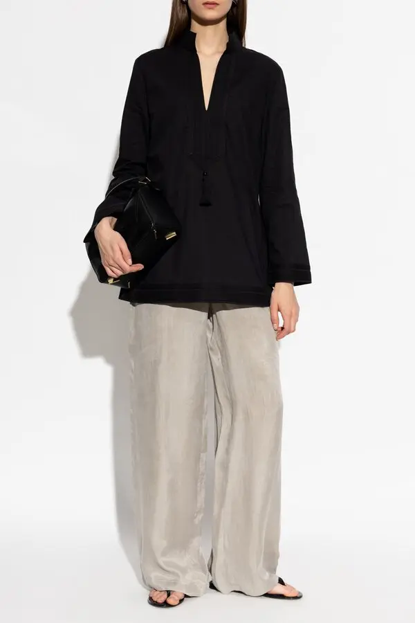 Tory Burch Stand-up Collar Shirt - Black