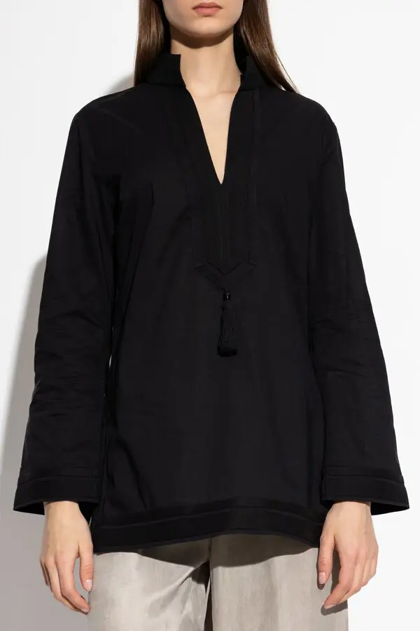Tory Burch Stand-up Collar Shirt - Black
