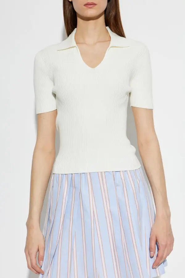 Lacoste Ribbed Slim-fit Polo Shirt With Logo - Cream