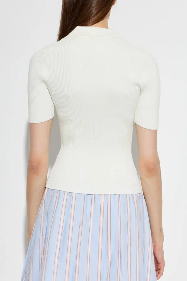 Lacoste Ribbed Slim-fit Polo Shirt With Logo - Cream