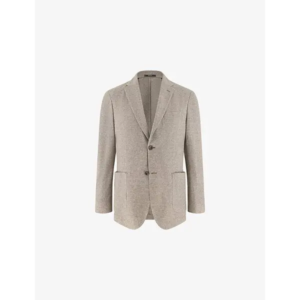 Boggi Milano Textured Single-breasted Linen And Cotton-blend Blazer - Brown