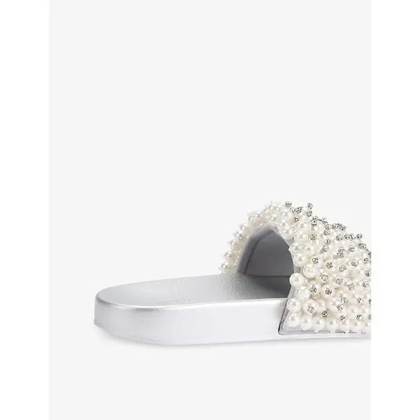 Kurt Geiger Meena Eagle Beaded Woven Slides - Cream