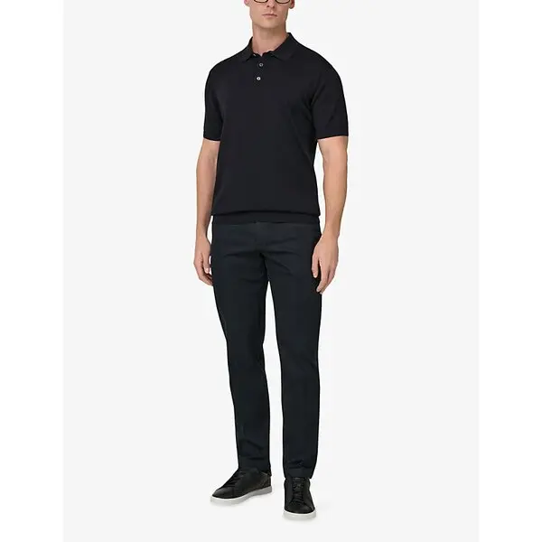 Boggi Milano Regular-fit Stretch Cotton-blend Trousers - Black