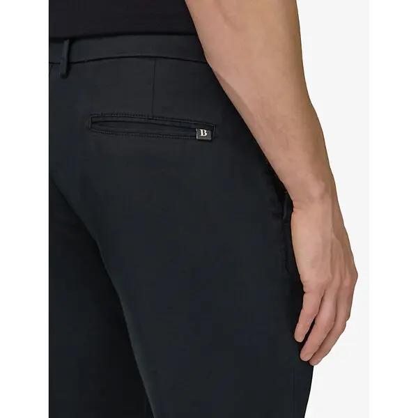 Boggi Milano Regular-fit Stretch Cotton-blend Trousers - Black