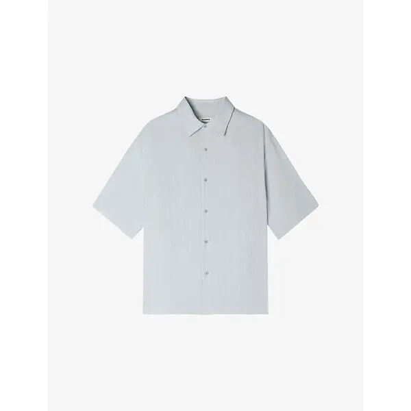 Sandro Pleated Shark-collar Woven Shirt - Sky Blue