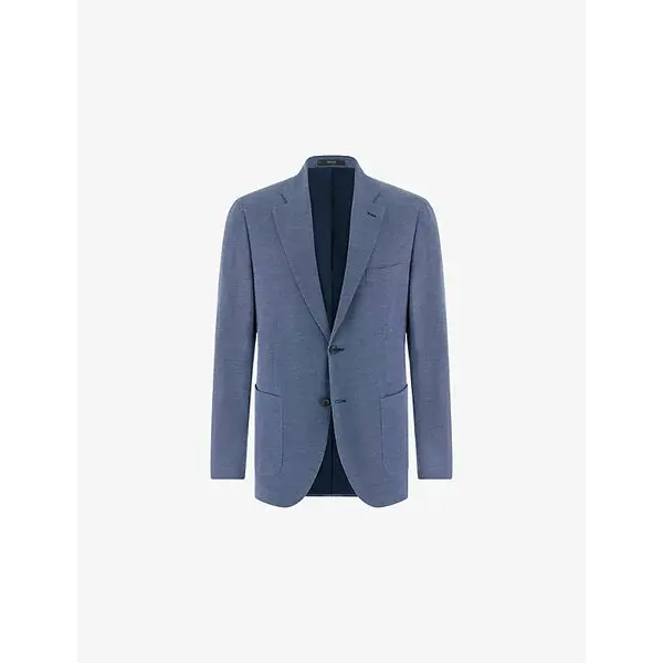 Boggi Milano Pinpoint Single-breasted Cotton-blend Blazer - Blue