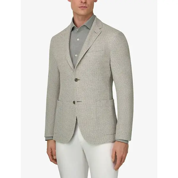 Boggi Milano Textured Single-breasted Linen And Cotton-blend Blazer - Light Green