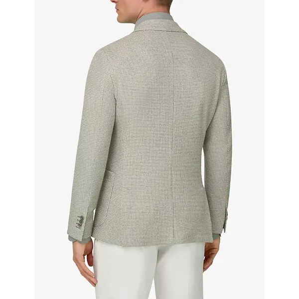 Boggi Milano Textured Single-breasted Linen And Cotton-blend Blazer - Light Green