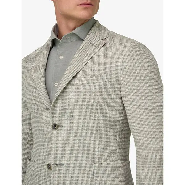 Boggi Milano Textured Single-breasted Linen And Cotton-blend Blazer - Light Green