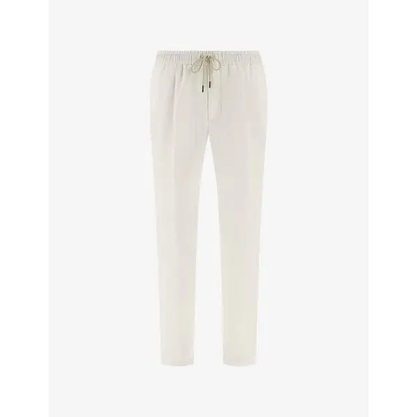 Boggi Milano Tapered Linen Trousers - White