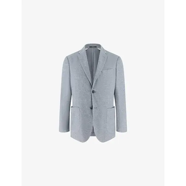 Boggi Milano Textured Single-breasted Linen And Cotton-blend Blazer - Blue
