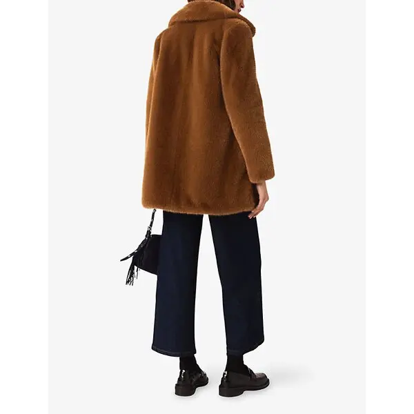 Maje Collared Mid-length Faux Fur Coat