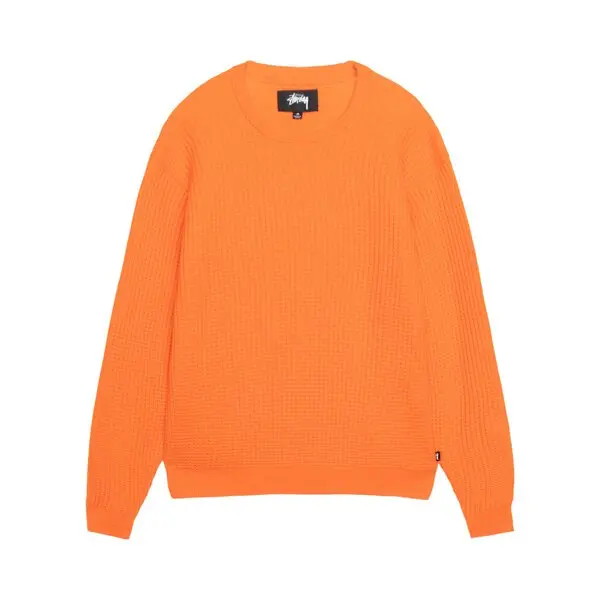 StÜssy Waffle Knit Cashmere Crew 'bright - Orange