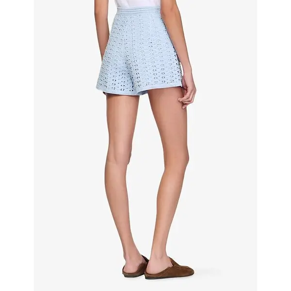 Sandro Beaded High-rise Crochet Shorts