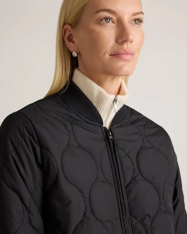 Quince Featherless Quilted Puffer Bomber Jacket - Black