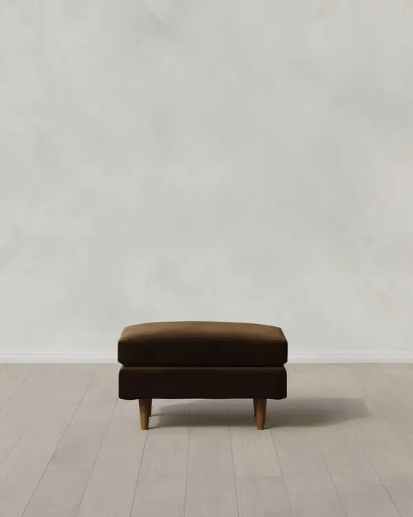 Quince Atlas Midcentury Ottoman In Performance Velvet - Java