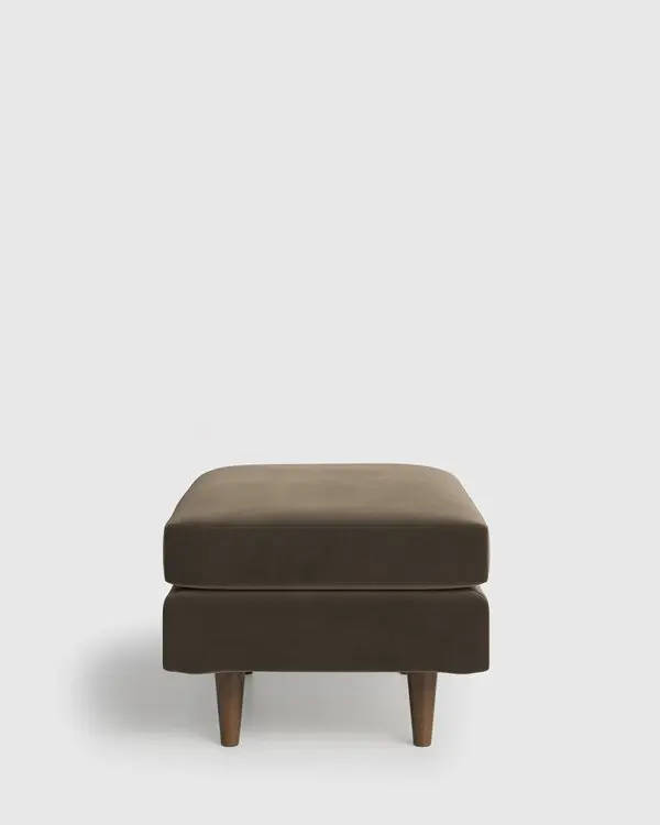 Quince Atlas Midcentury Ottoman In Performance Velvet - Midnight