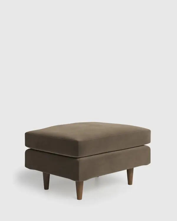 Quince Atlas Midcentury Ottoman In Performance Velvet - Midnight