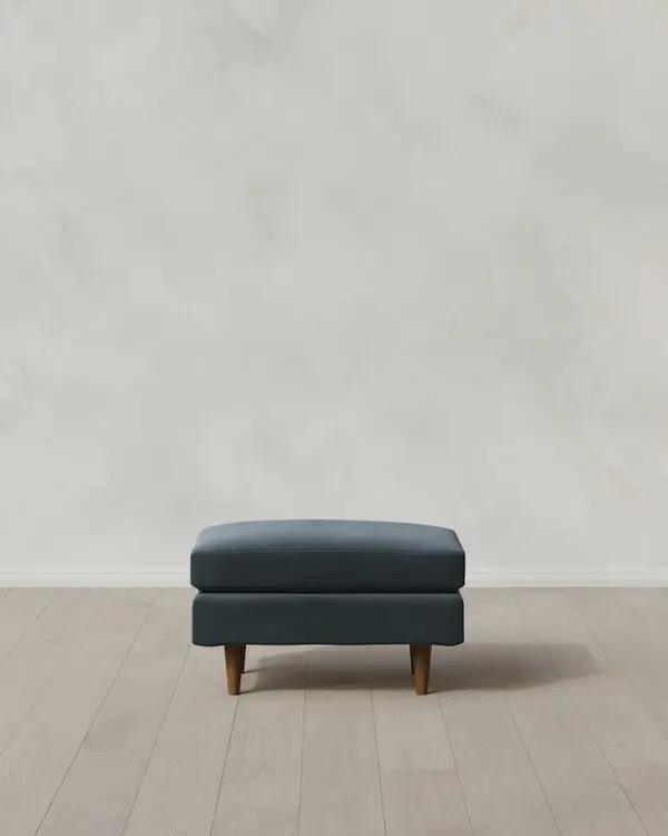 Quince Atlas Midcentury Ottoman In Performance Velvet - Pine