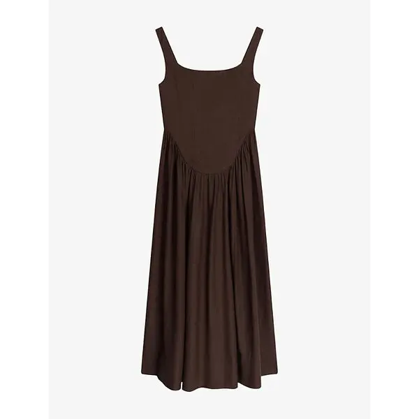 OMNES Suri Square-neck Linen-blend Maxi Dress - Chocolate