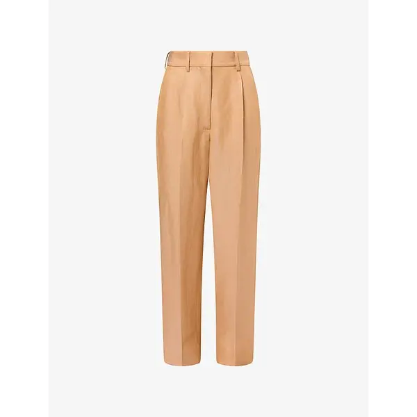 BLAZÉ MILANO Fox Straight-leg Pleated Linen Trousers - Sand