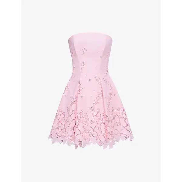 House Of Cb Jemima Broderie-anglaise Woven Mini Dress - Pink