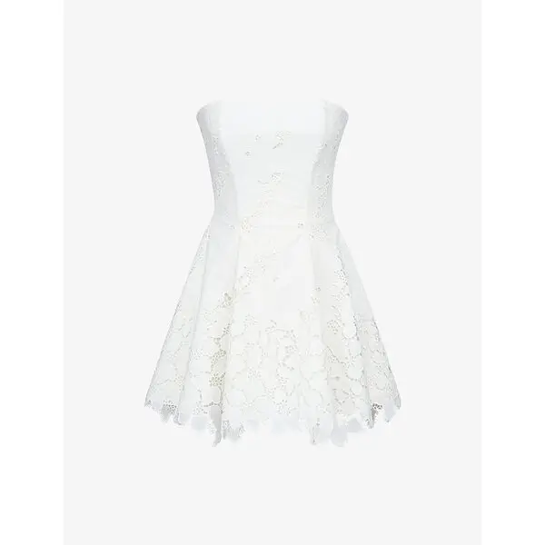 House Of Cb Jemima Broderie-anglaise Woven Mini Dress - White
