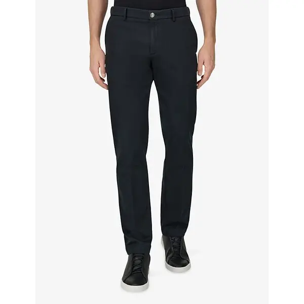 Boggi Milano Regular-fit Stretch Cotton-blend Trousers - Black