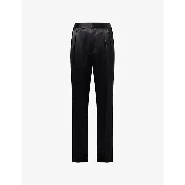 TOM FORD Polka-dot Double-pleat Silk-blend Trousers - Black
