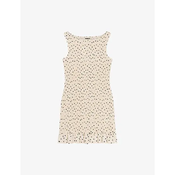 OMNES Luann Polka-dot Cotton Mini Dress - White Polka Dot
