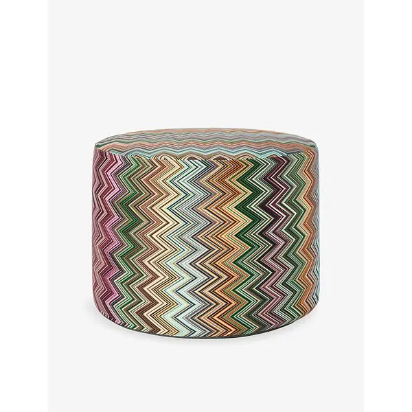 Missoni Jarris Zigzag-pattern Cotton Cylindrical Pouf 40cm X 30cm - Orange Multicolor