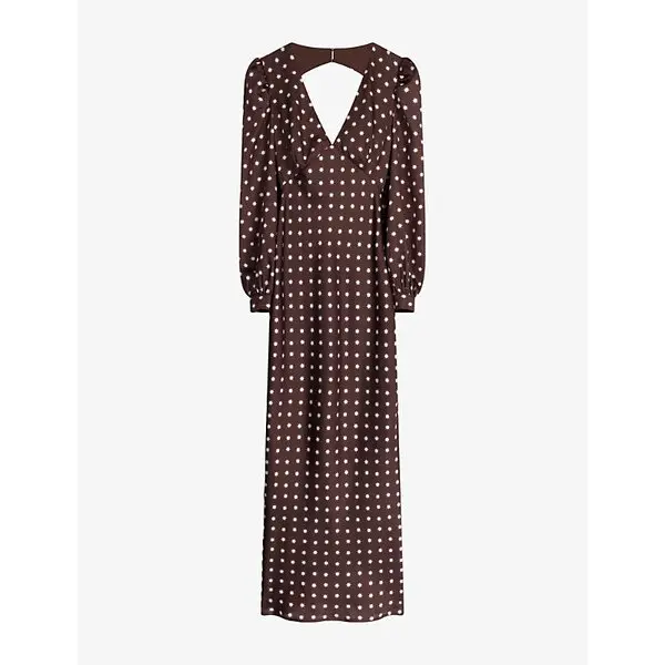 OMNES Francoise Star-print Satin Maxi Dress - Chocolate
