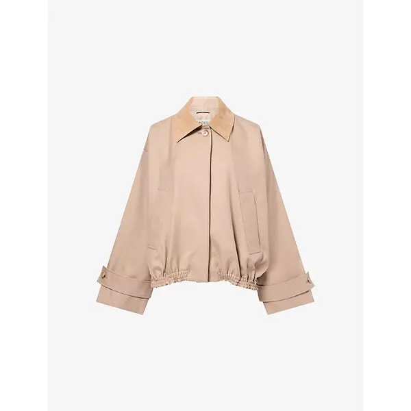 ROHE FRAMES Suede-collar Cotton Blouson Jacket - Sand