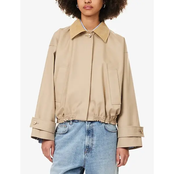 ROHE FRAMES Suede-collar Cotton Blouson Jacket