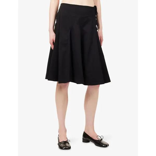 PEACHY DEN Flared Cotton Midi Skirt