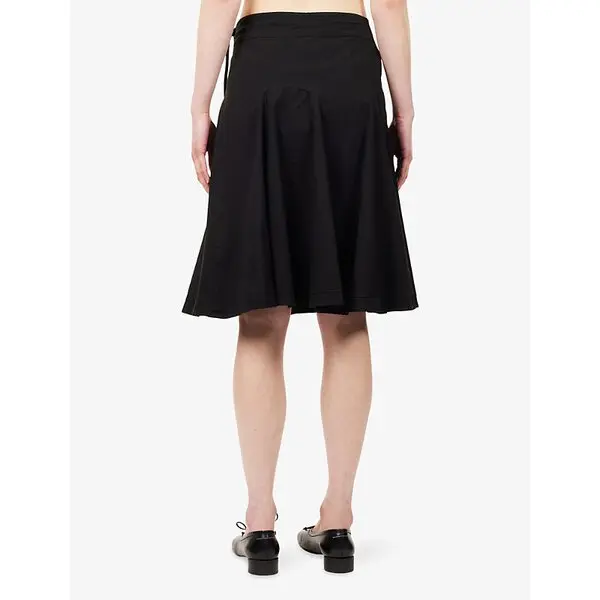 PEACHY DEN Flared Cotton Midi Skirt