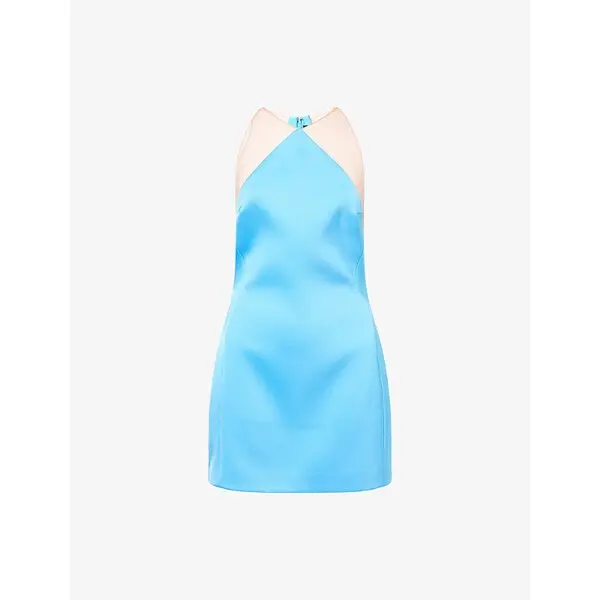 David Koma Halter-neck Cut-out Satin Mini Dress - Blue